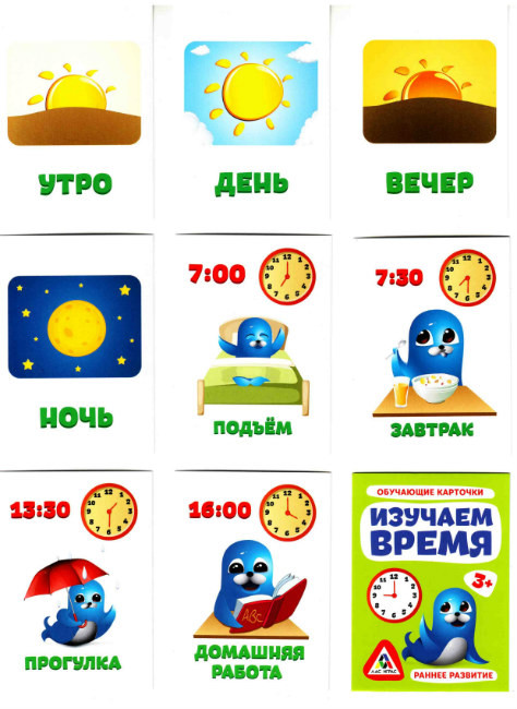Карточки : Обучающие карточки «Изучаем время»